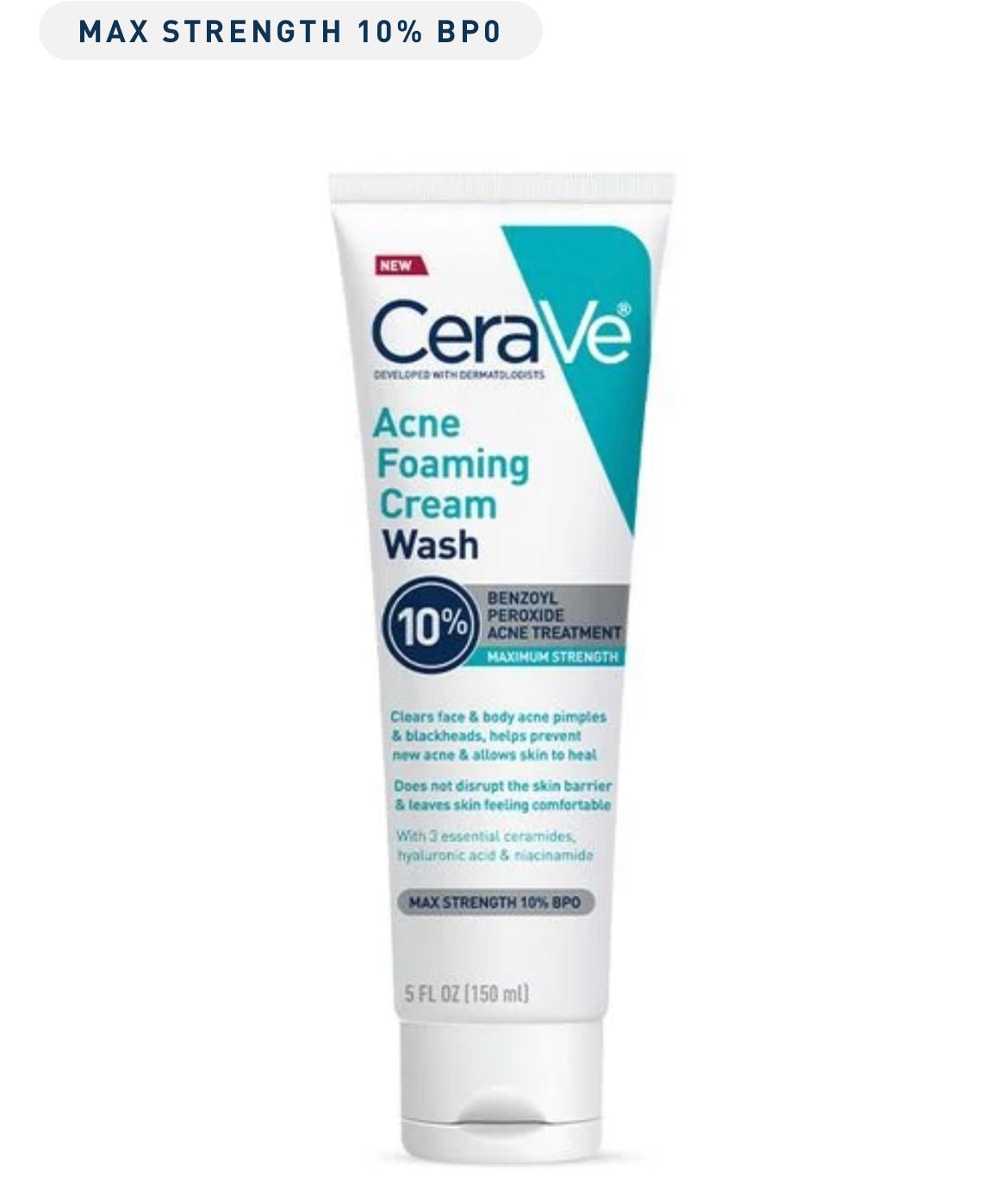 CeraVe Acne Foaming Cream Wash 10% Benzoyl Peroxide – Seraphim Beauty